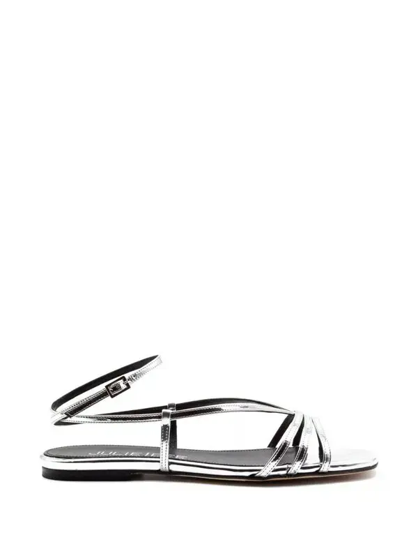 JULIE DEE Woven-strap Metallic Sandals - Silver