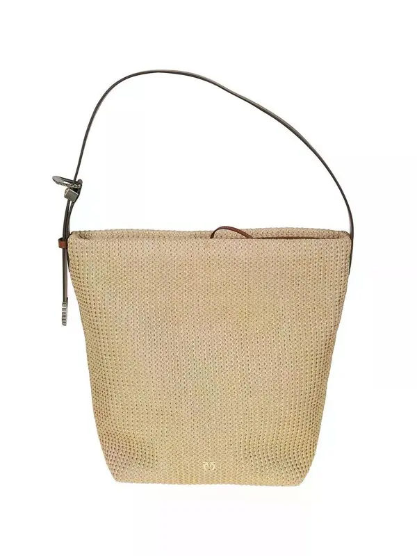 Pinko Woven Buckle-strap Bucket Bag - Neutrals