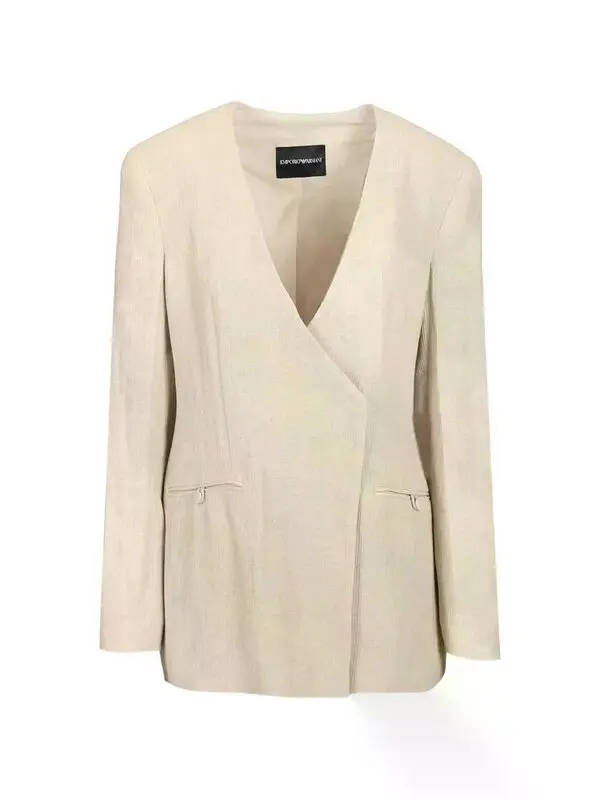 Emporio Armani Textured Double-breasted Blazer - Neutrals