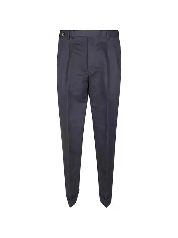 PT TORINO Pleated Turn-up Trousers - Blue