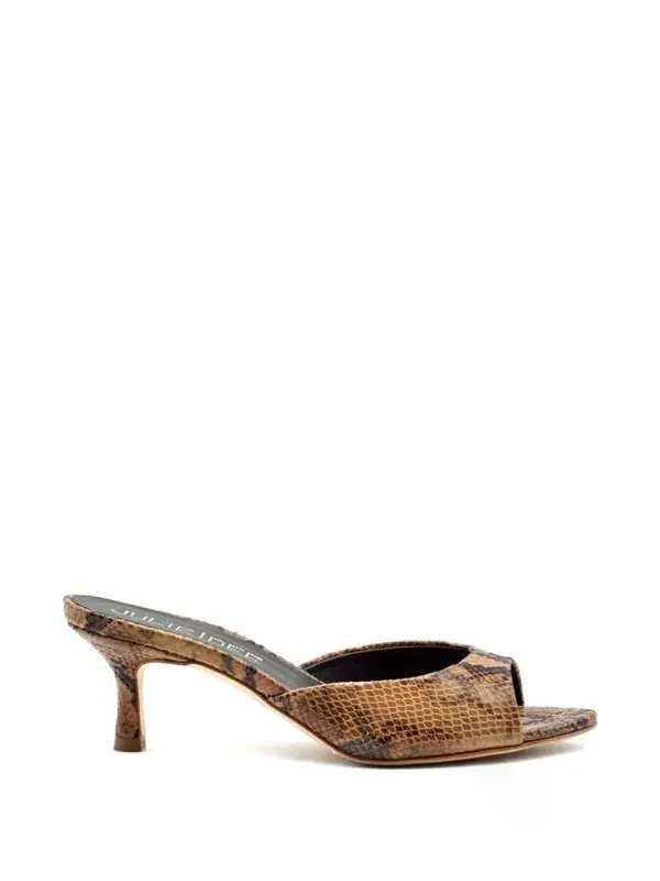 JULIE DEE Python-print Leather Sandals - Brown