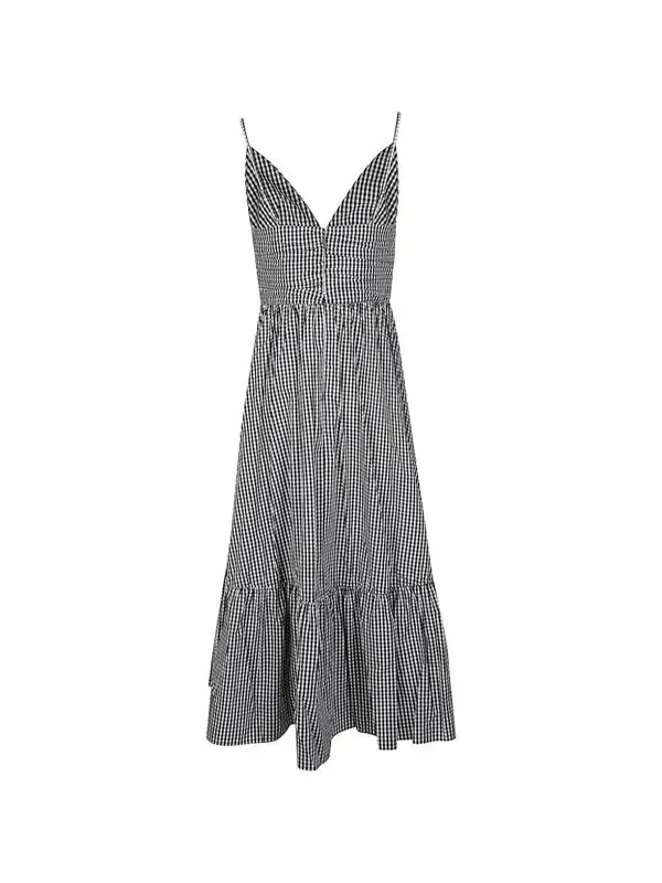 Michael Kors Gingham Ruched Midi Dress