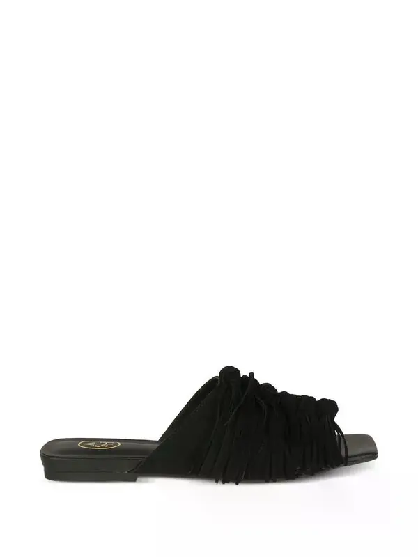 Ash Brigitte Fringe Knotted Sandals - Black