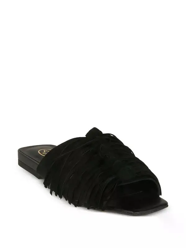 Ash Brigitte Fringe Knotted Sandals - Black