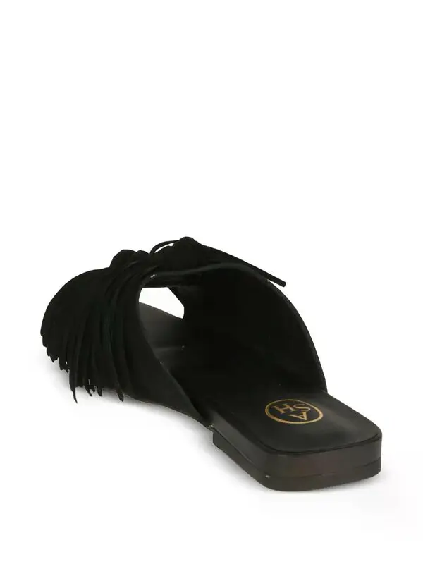Ash Brigitte Fringe Knotted Sandals - Black