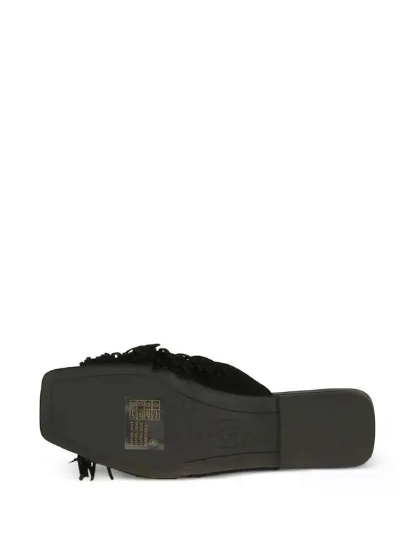 Ash Brigitte Fringe Knotted Sandals - Black
