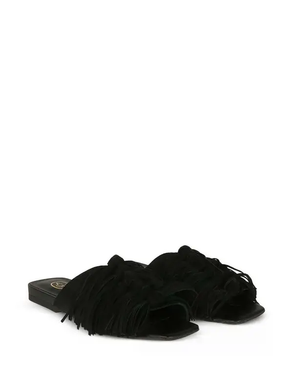 Ash Brigitte Fringe Knotted Sandals - Black