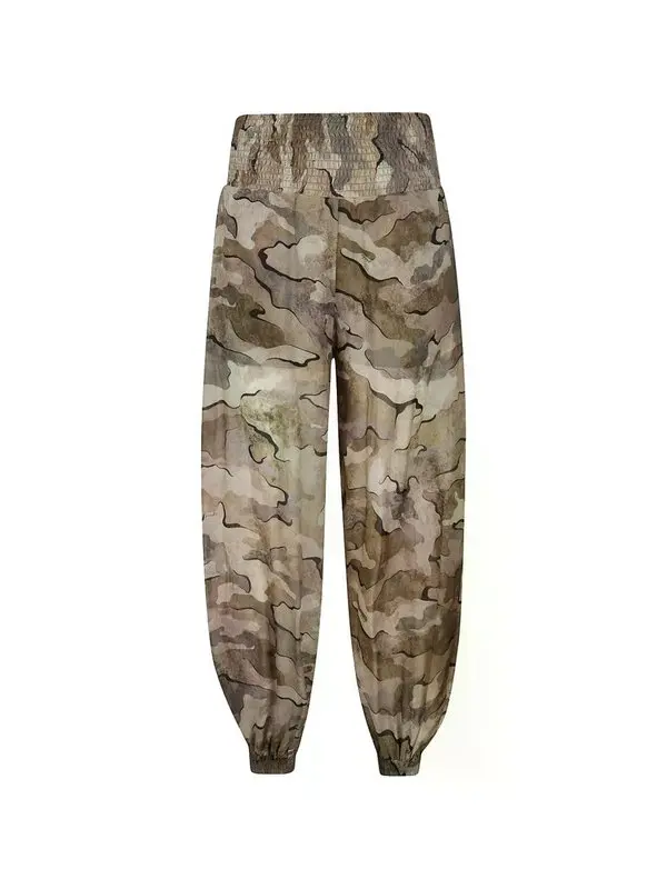 Pinko Camouflage Print Smocked Trousers