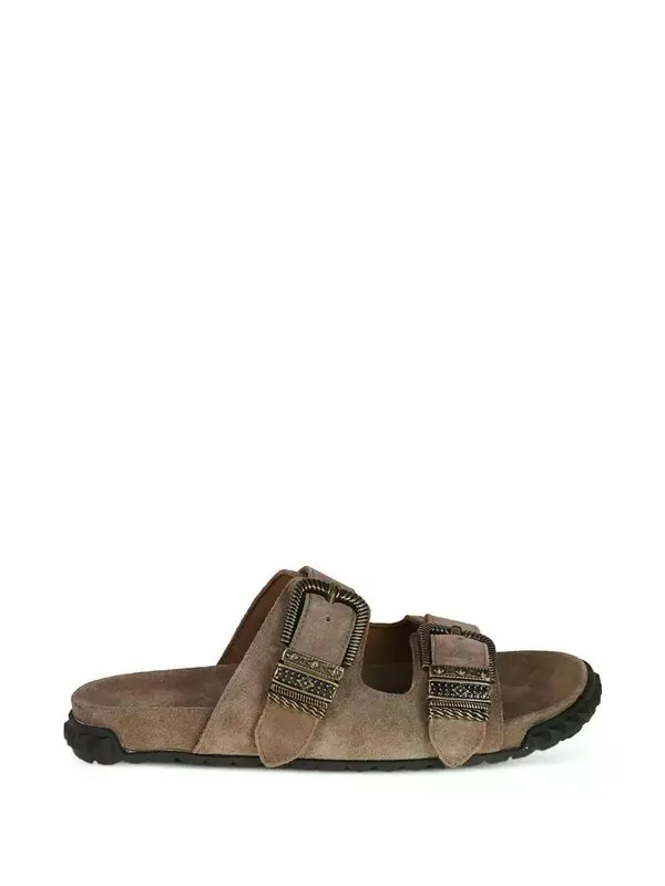 Ash Buckle-strap Flat Sandals - Brown