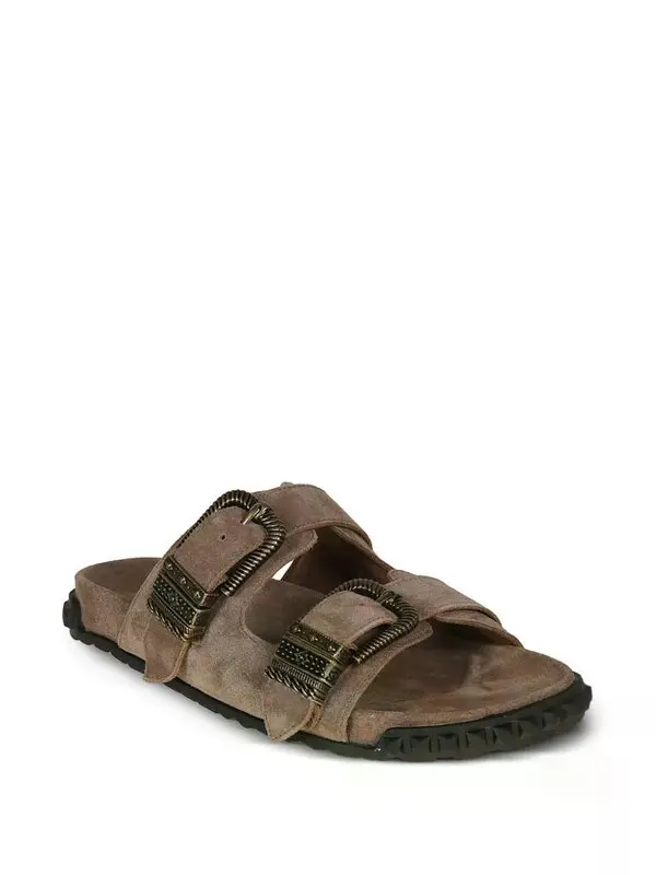Ash Buckle-strap Flat Sandals - Brown