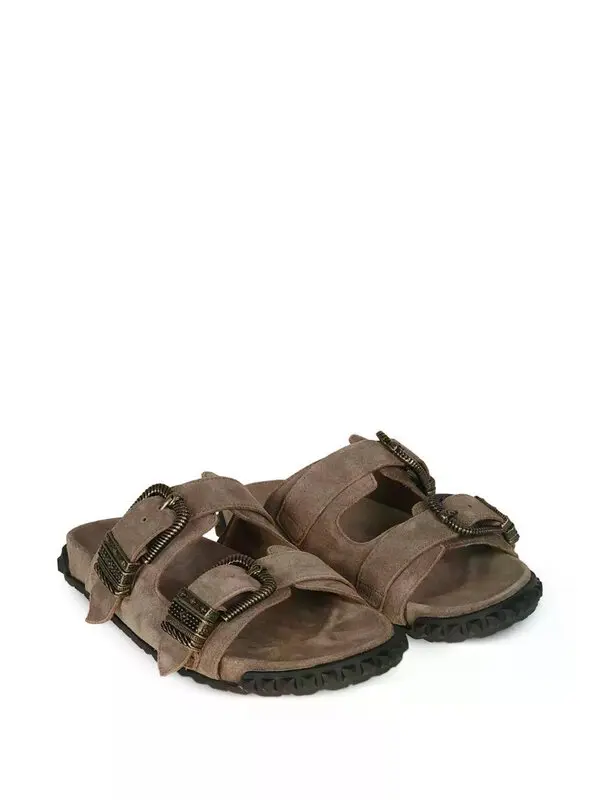 Ash Buckle-strap Flat Sandals - Brown