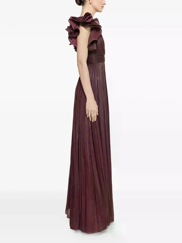 NISSA Maxi Ruffled Crinkled-effect Dress