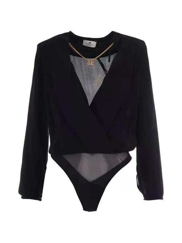 Elisabetta Franchi Chain-detail Wrap Bodysuit - Black