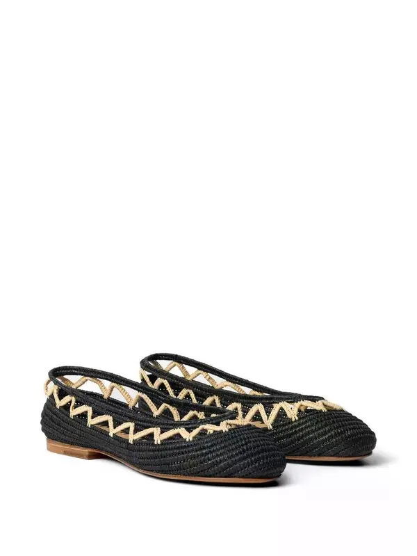 ODISSI Zig-zag Raffia Ballet Flats