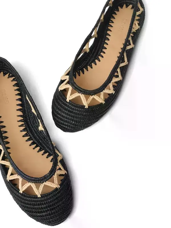 ODISSI Zig-zag Raffia Ballet Flats