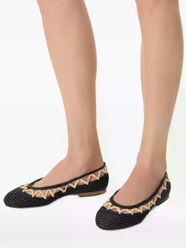 ODISSI Zig-zag Raffia Ballet Flats