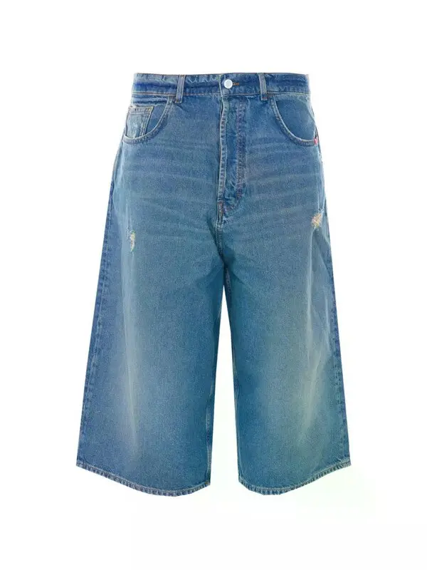 AMISH Ripped-effect Denim Shorts - Blue