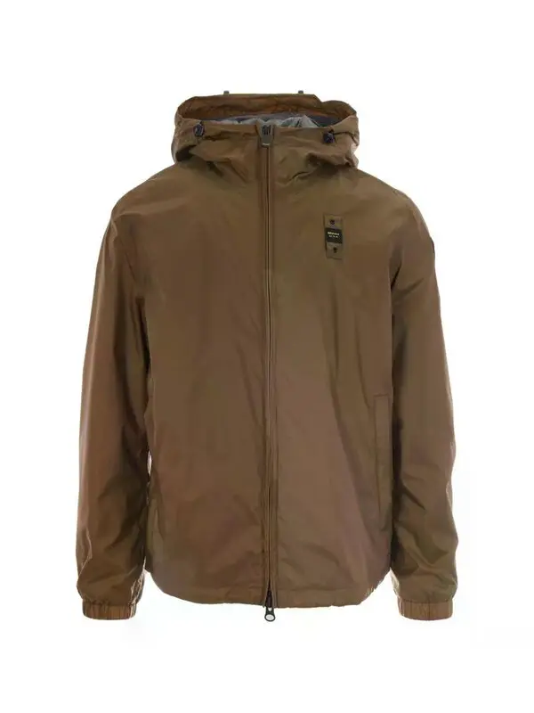 BLAUER. Logo-patch Hooded Jacket - Brown
