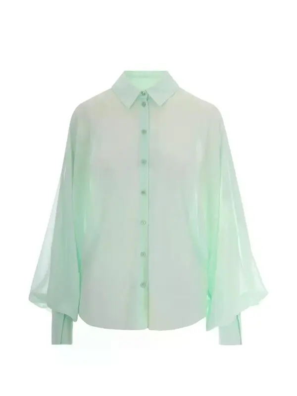 Patrizia Pepe Puff-sleeve Sheer Shirt - Green