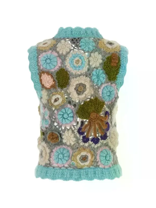 GANNI Floral Crochet Vest - Blue