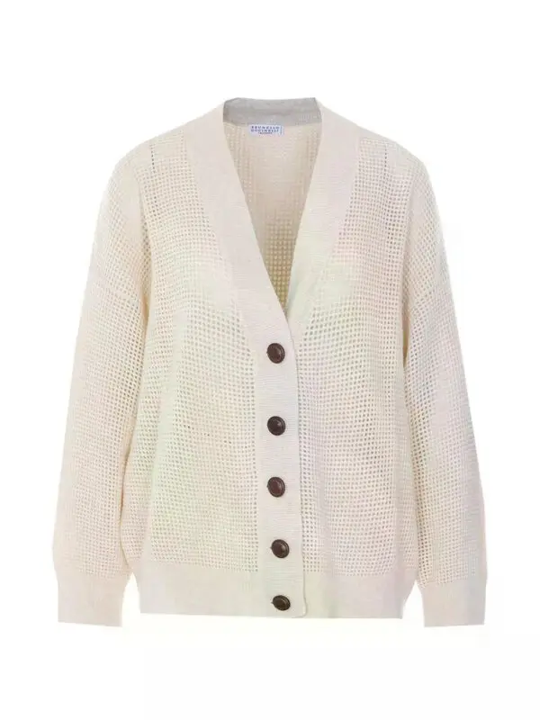 Brunello Cucinelli Open-knit Cashmere Cardigan - Neutrals