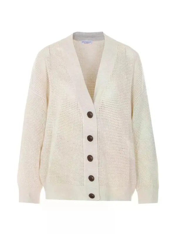 Brunello Cucinelli Open-knit Cashmere Cardigan - Neutrals