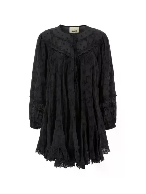 Isabel Marant Zame Floral-embroidered Mini Dress - Black