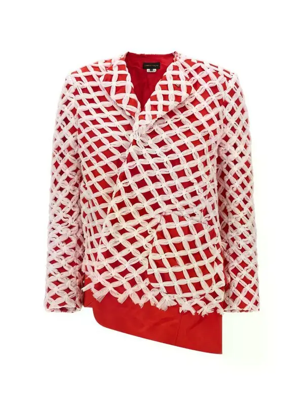 Comme Des Garçons Tulle-weave Asymmetric Blazer - Red