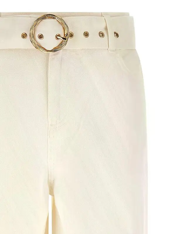 TWINSET Belted Wide-leg Jeans - Neutrals