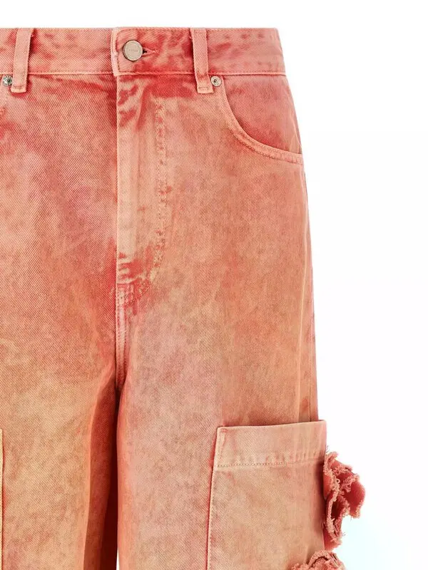 GANNI Floral-appliqué Cargo Jeans