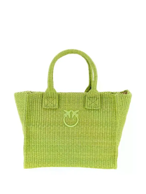 Pinko Love Birds Diamond Woven Tote Bag - Green