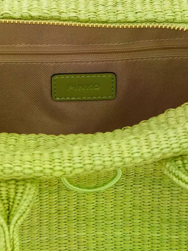 Pinko Love Birds Diamond Woven Tote Bag
