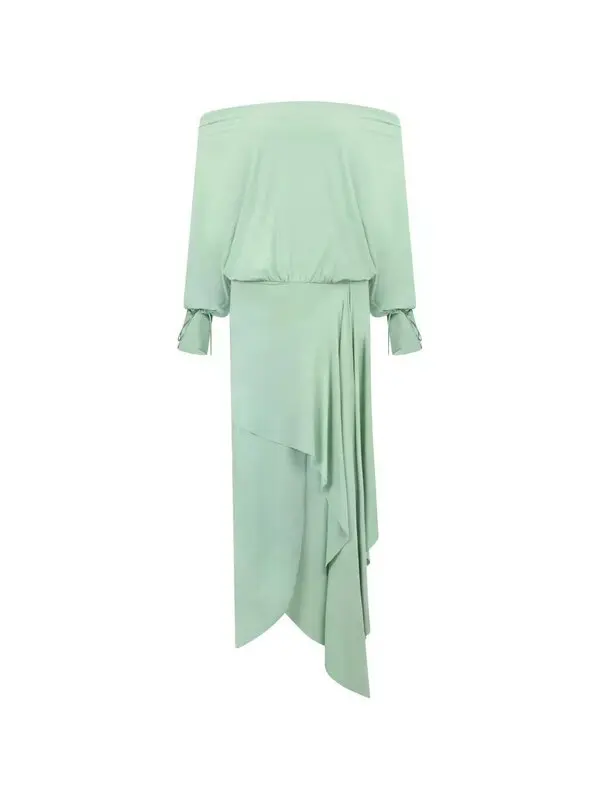 LES FILLES D'EVA Asymmetrical Draped Maxi Dress - Green