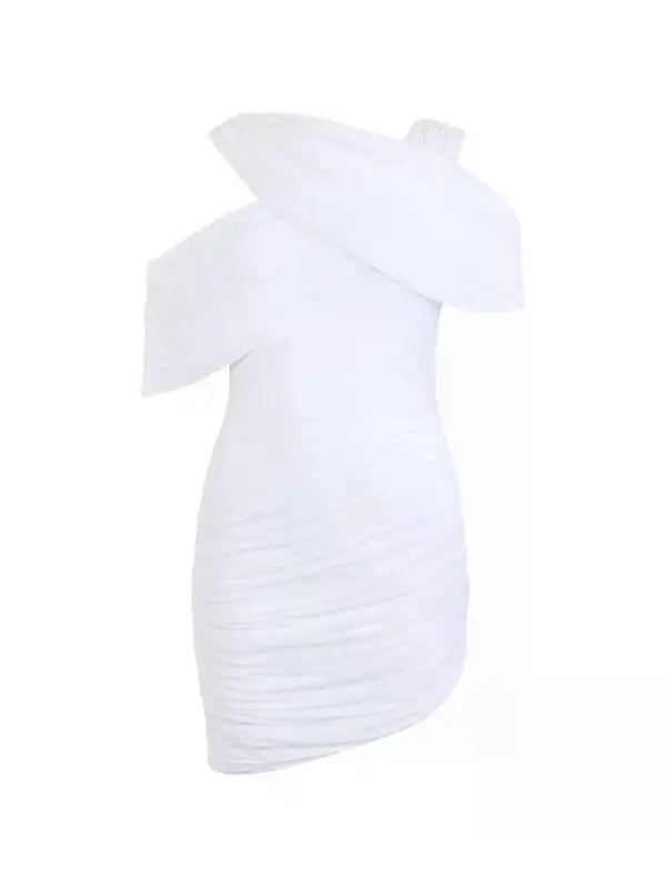 LES FILLES D'EVA Asymmetrical Ruched Mini Dress - White