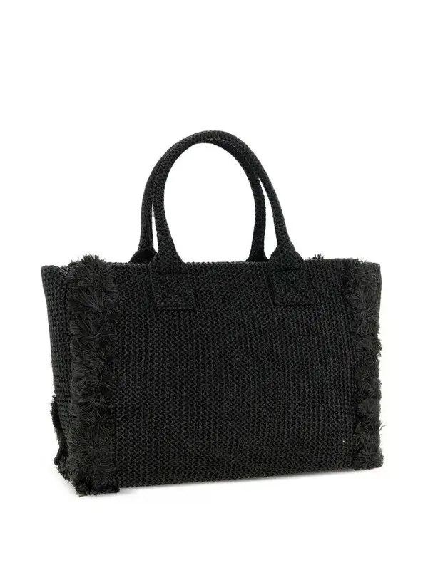 Pinko Raffia Beach Tote With Logo And Tassels