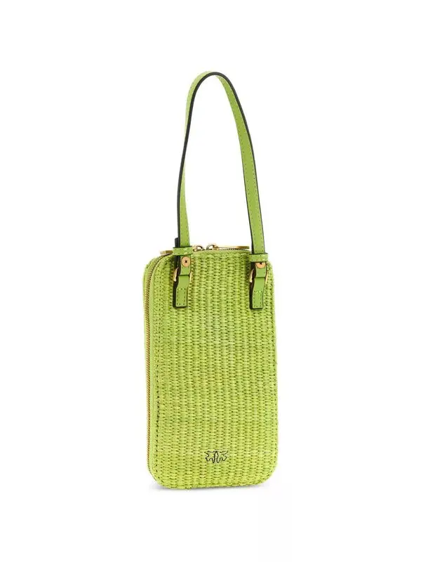 Pinko Love Birds Braided Raffia Smartphone Holder