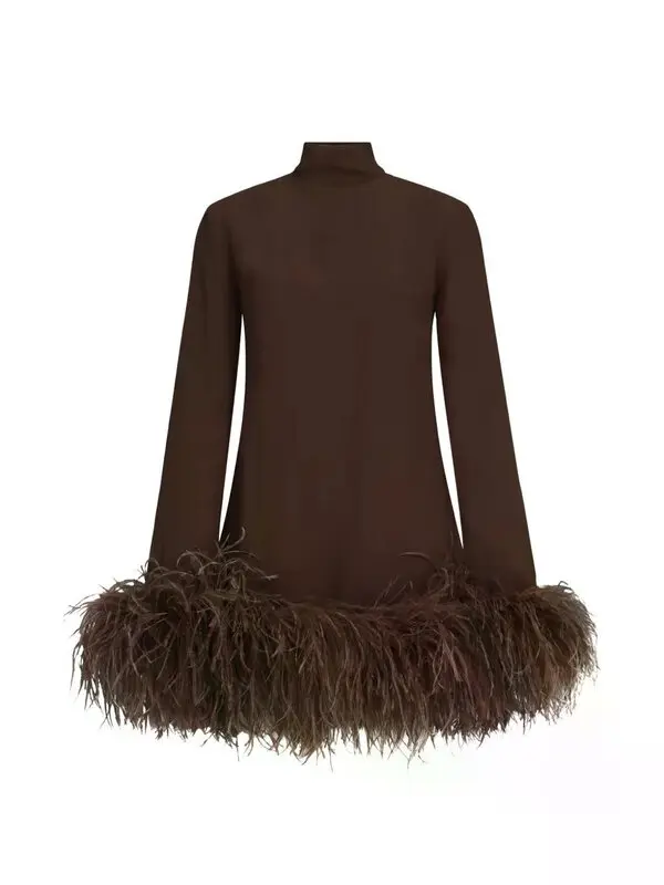 TALLER MARMO Gina Feather-trim Dress - Brown