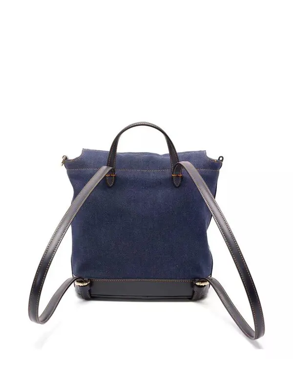 Fendi Ff-plaque Denim Backpack - Blue