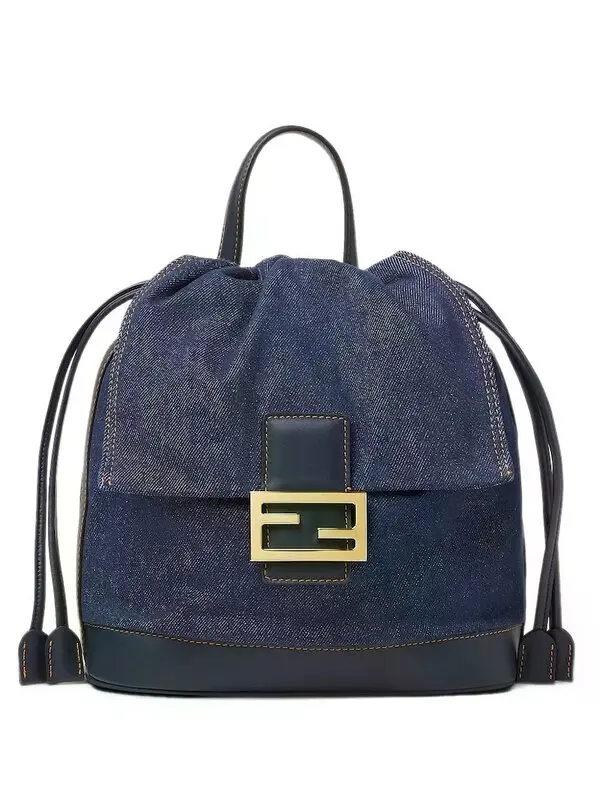 Fendi Ff-plaque Denim Backpack - Midnight Navy