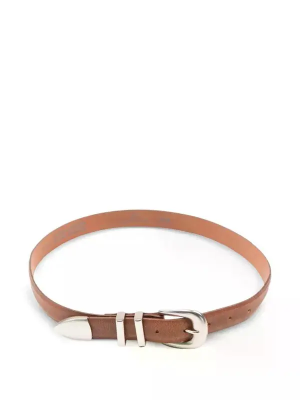 Naked & Famous Denim Leather Belt With Metal Tip - Brown
