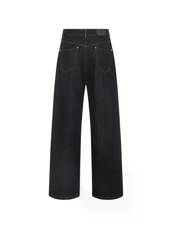 Brunello Cucinelli Contrast-stitch Wide-leg Jeans - Black