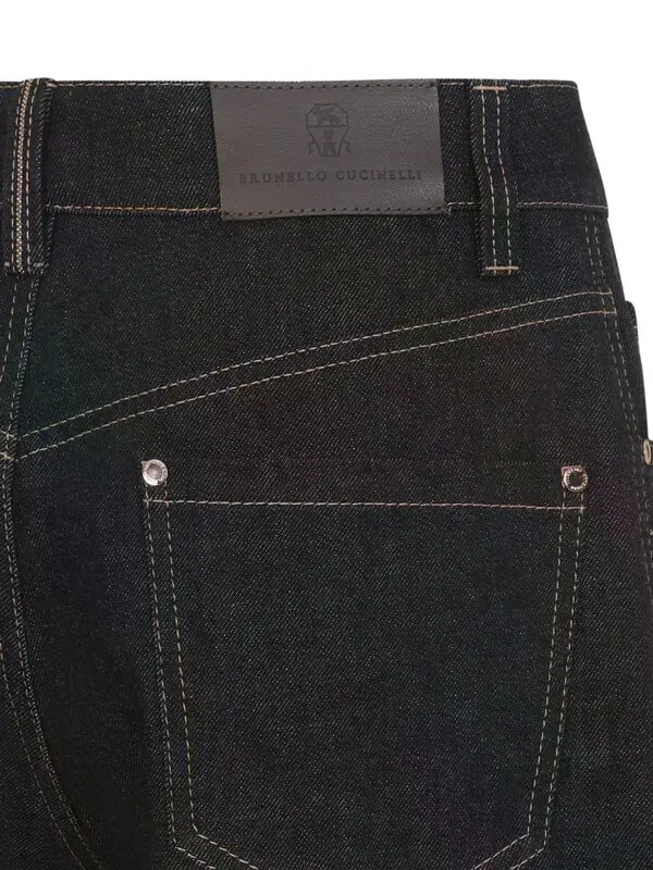 Brunello Cucinelli Contrast-stitch Wide-leg Jeans - Black