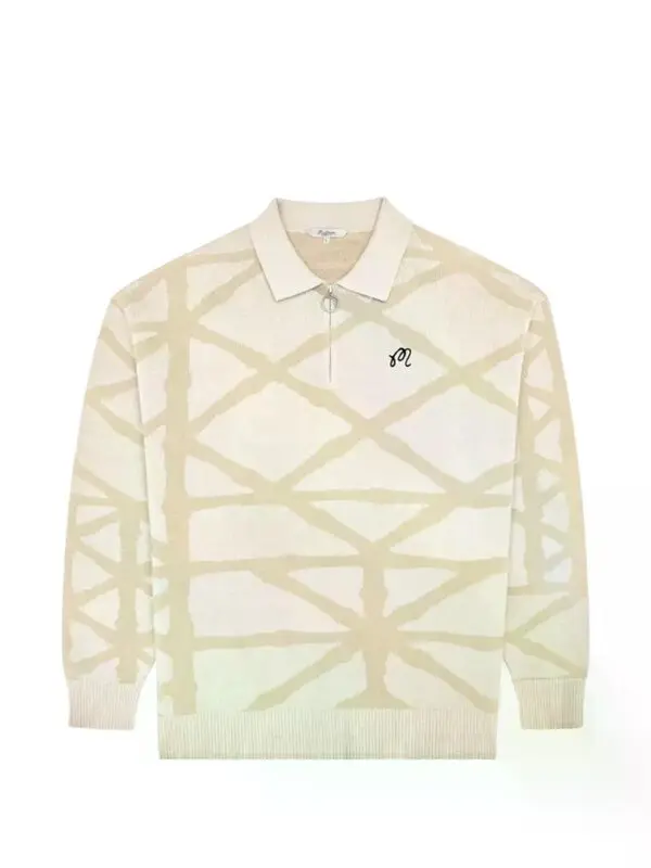 MALBON Verdant Geometric-pattern Polo Shirt - Neutrals