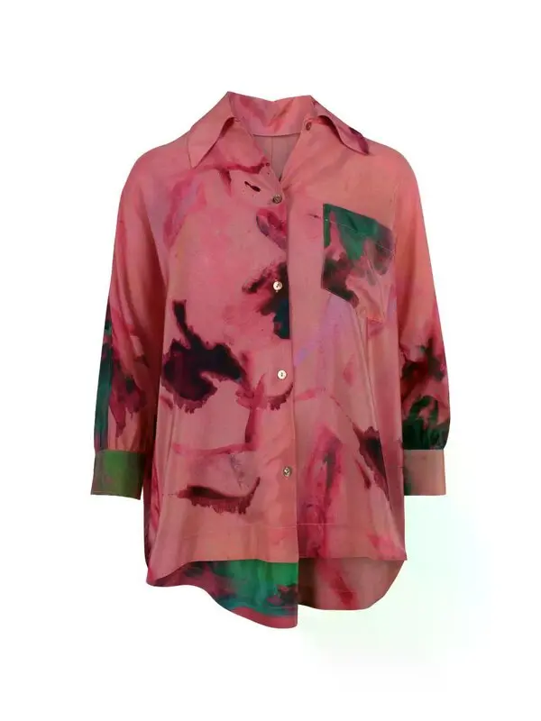 KITAGI Abstract-print Button-up Shirt