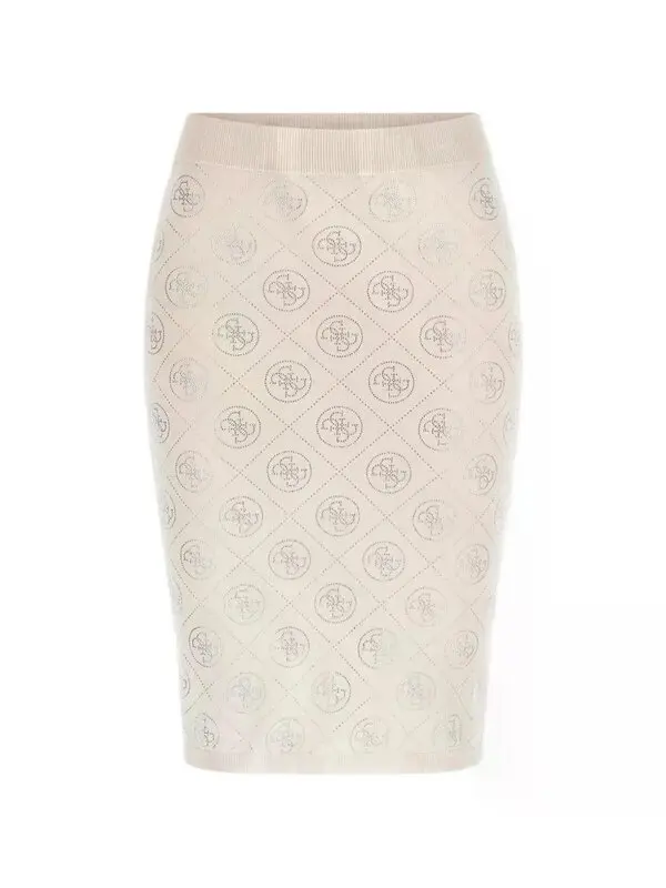 Guess Logo-pattern Midi Pencil Skirt - Neutrals