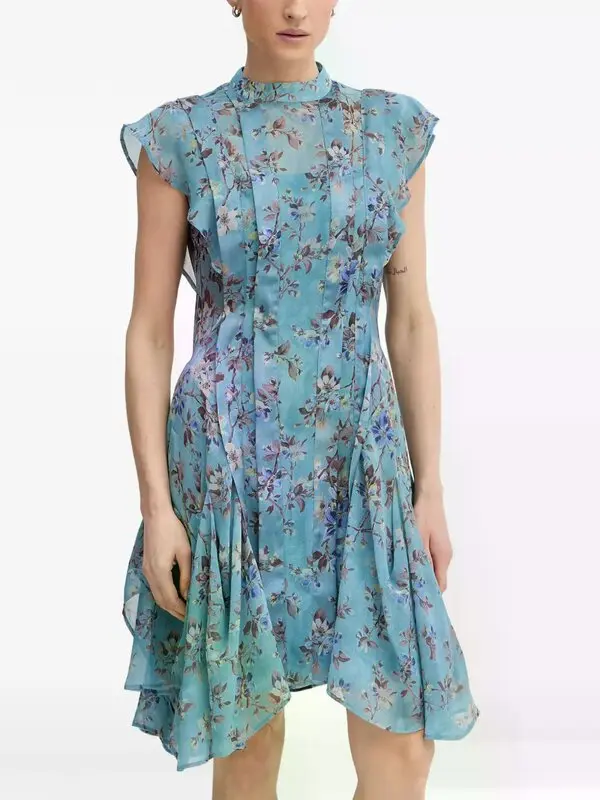 ALLSAINTS Floral Ruffled Dress - Blue