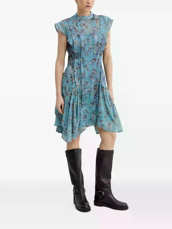 ALLSAINTS Floral-print Asymmetric Dress - Blue