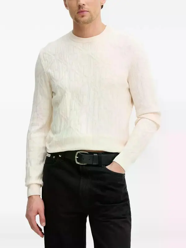 Guess Geometric-knit Sweater - Neutrals