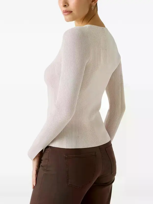 Guess Embellished-button Ribbed Cardigan - Neutrals
