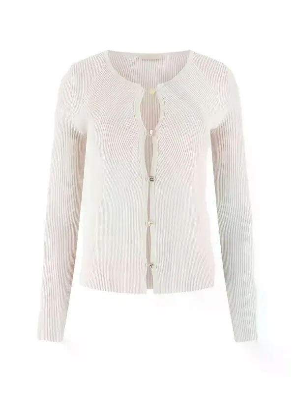 Guess Embellished-button Ribbed Cardigan - Neutrals